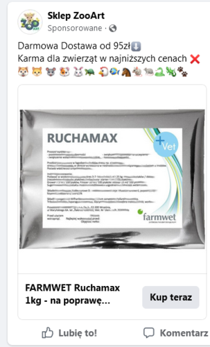 Taka reklama mi siem pokazała na pejsie... FARMWET Ruchamax 1kg - na ...