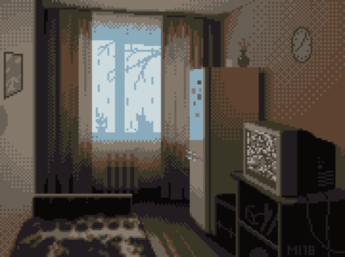 Deszczowe wspomnienia :rain_cloud: ﻿#pixelart - Quokka - Hejto.pl